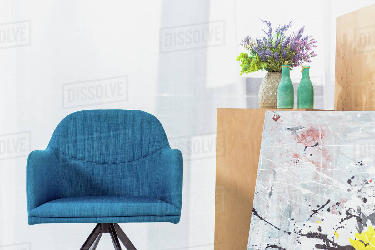 Blue modern chair in modern light room - Royalty-free Stock Photo ...