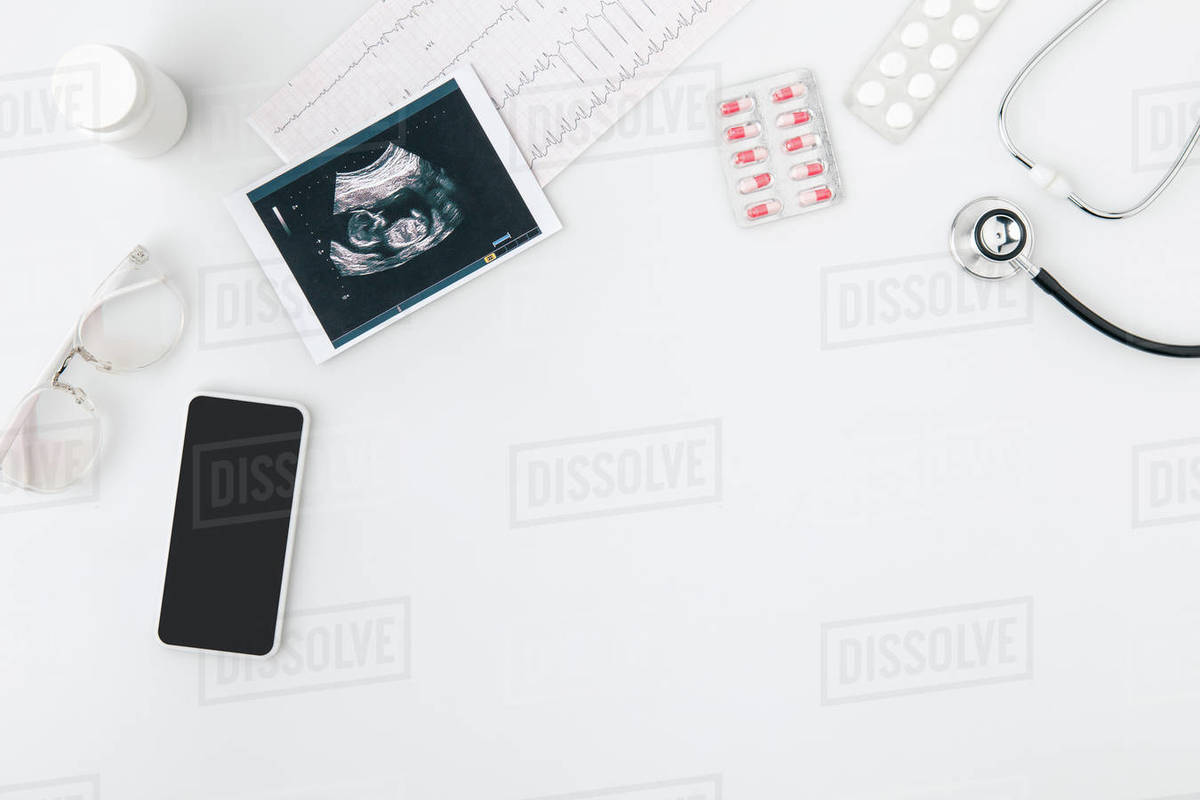 Different objects scattered isolated on white background - Stock Photo ...