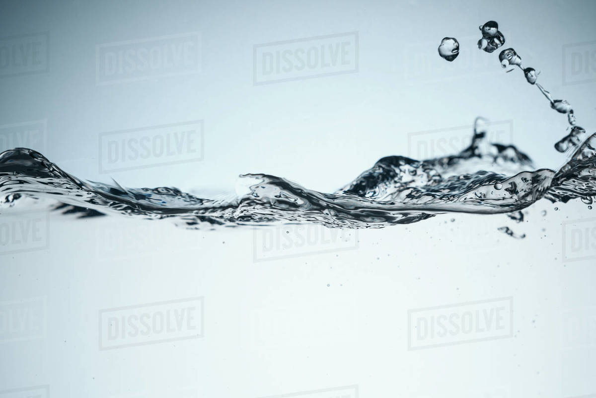 Minimalistic background with clear flowing water, isolated on white ...