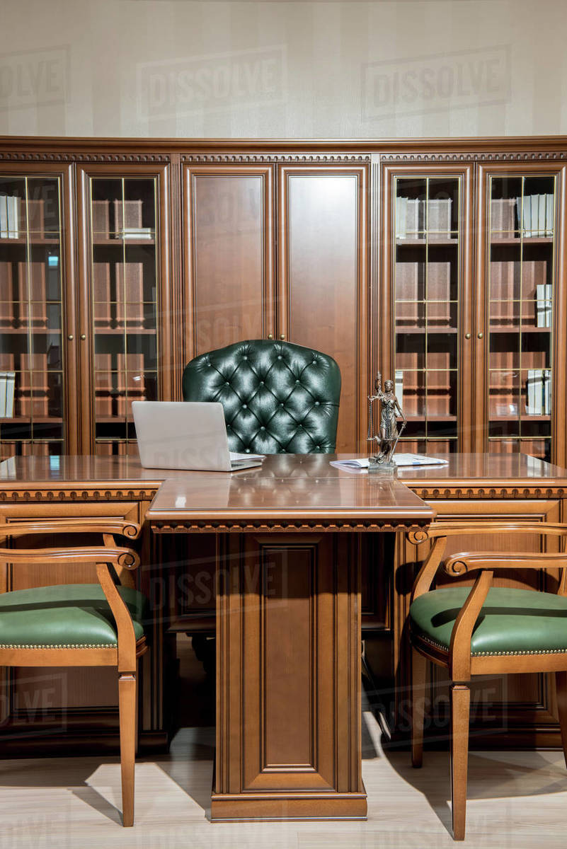 Interior of office room with chairs and table in classic design ...
