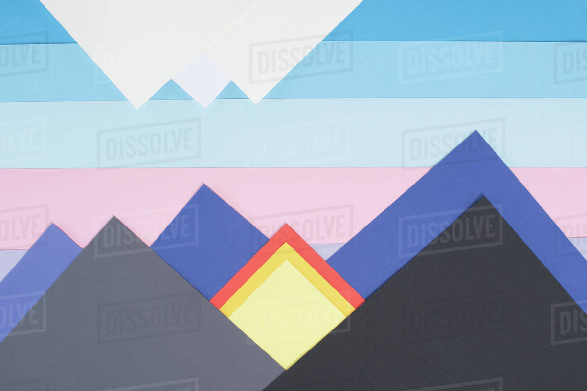 Colored decorative mountains made of paper - Stock Photo - Dissolve