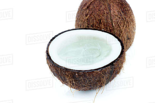 Fresh ripe tropical coconuts with water isolated on white, coconut ...