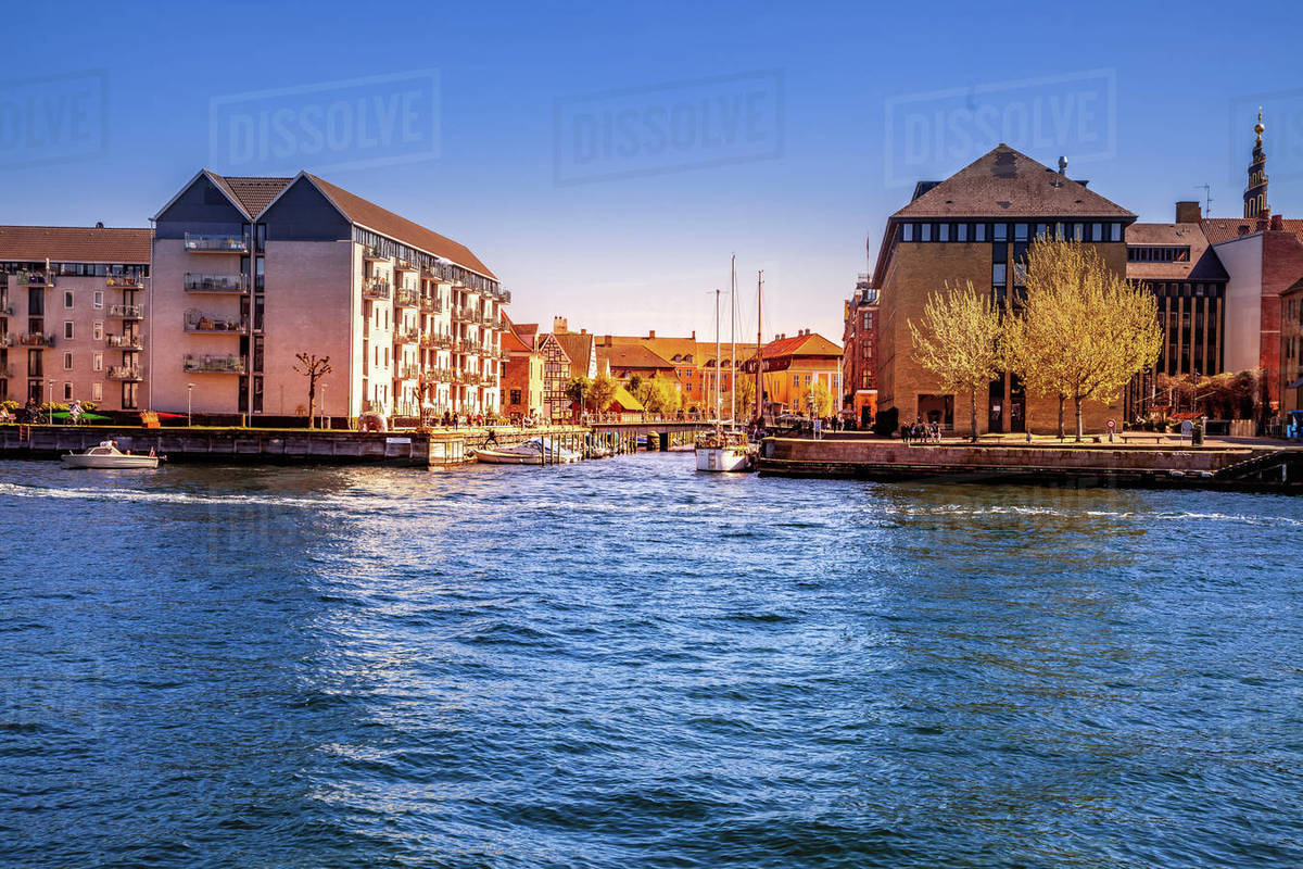 COPENHAGEN, DENMARK - MAY 6, 2018: scenic view of cityscape and river ...