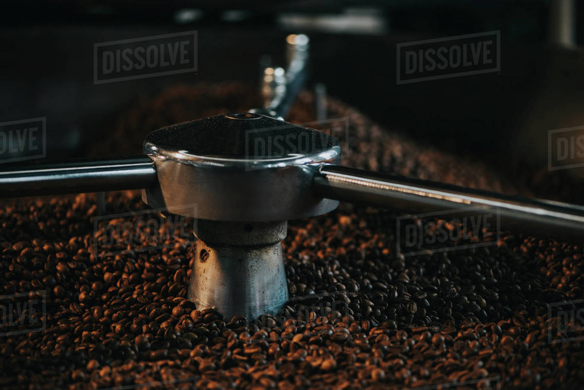 Traditional coffee roaster cooling of fresh roasted coffee beans ...