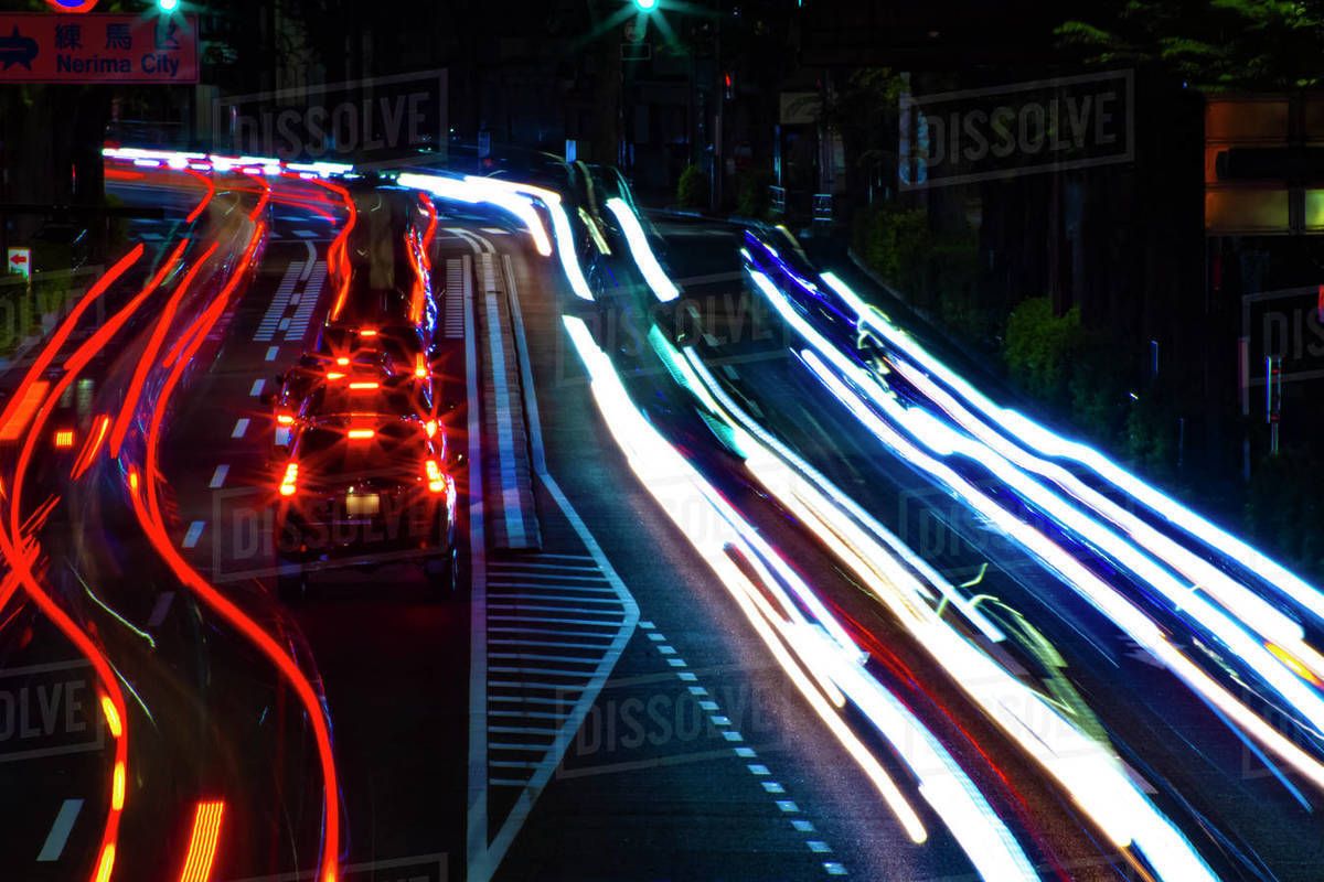 A timelapse of the downtown street in Tokyo slow shutter. Nerima ...