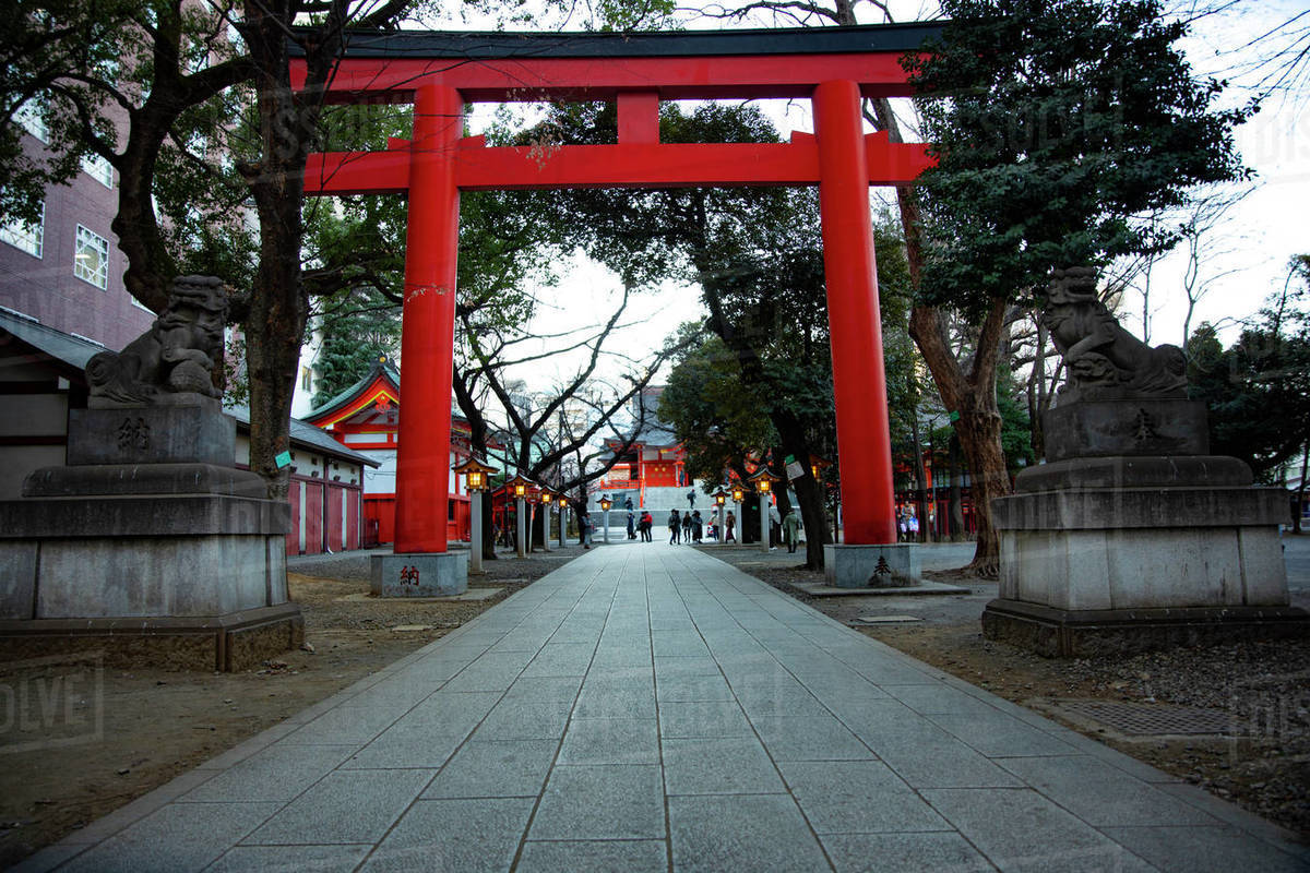 Big gate at Japanese traditional shrine. Shinjuku district Tokyo Japan ...