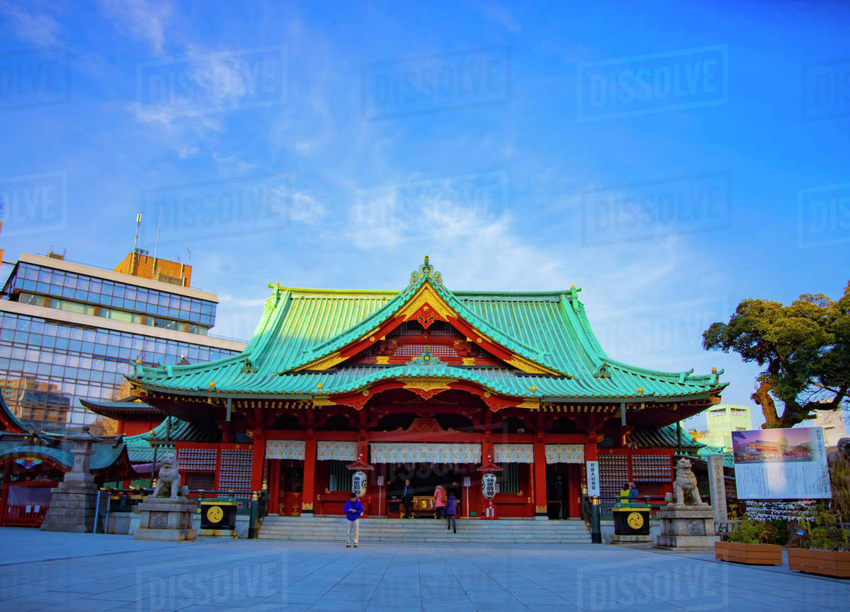Main temple at Japanese traditional shrine. Chiyoda district Tokyo ...