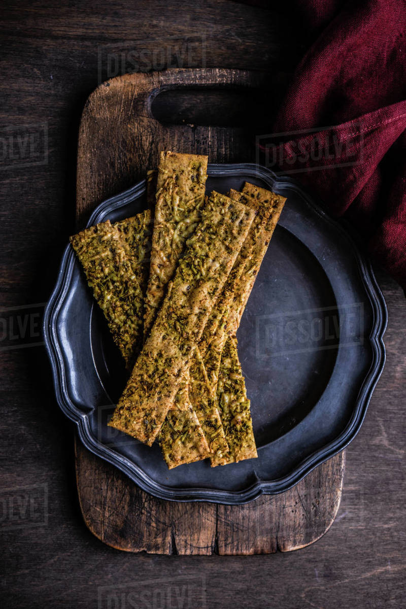 Overhead view of cheese crackers on a plate - Royalty-free Stock Photo ...