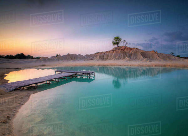 Danau Biru (Blue Lake) at sunrise, Tanjung Uban, Riau Islands, Bintan ...