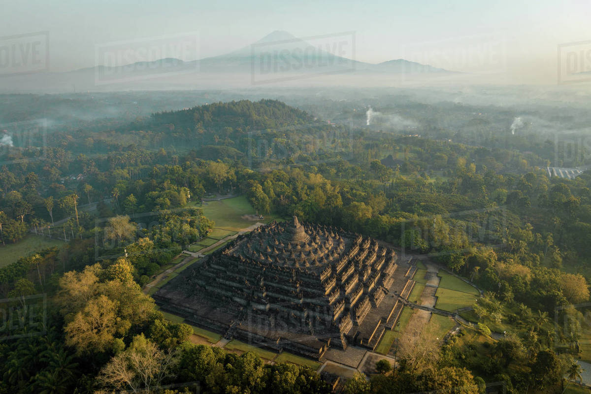 Aerial view of Borobudur (Barabudur) temple, Magelang Regency, Central ...