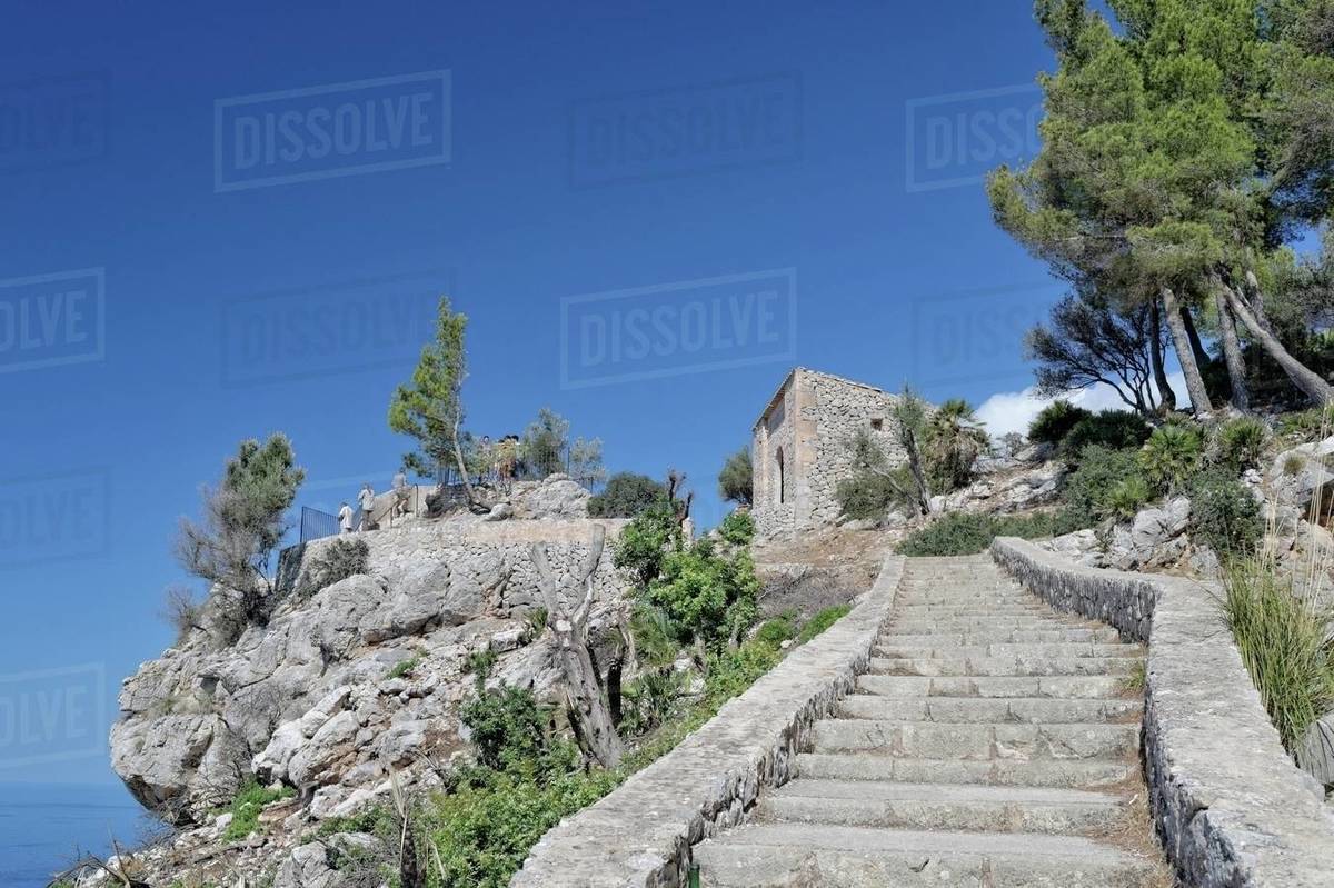Spain, Majorca, Estellencs, Steps to observation point - Royalty-free ...
