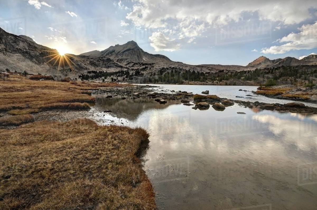 Sunset Over North Peak and Greenstone Lake, California, USA - Royalty ...