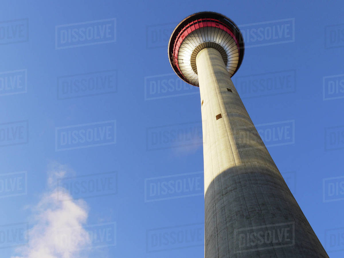Canada, Alberta, Calgary, Calgary Tower viewing platform, Low angle ...