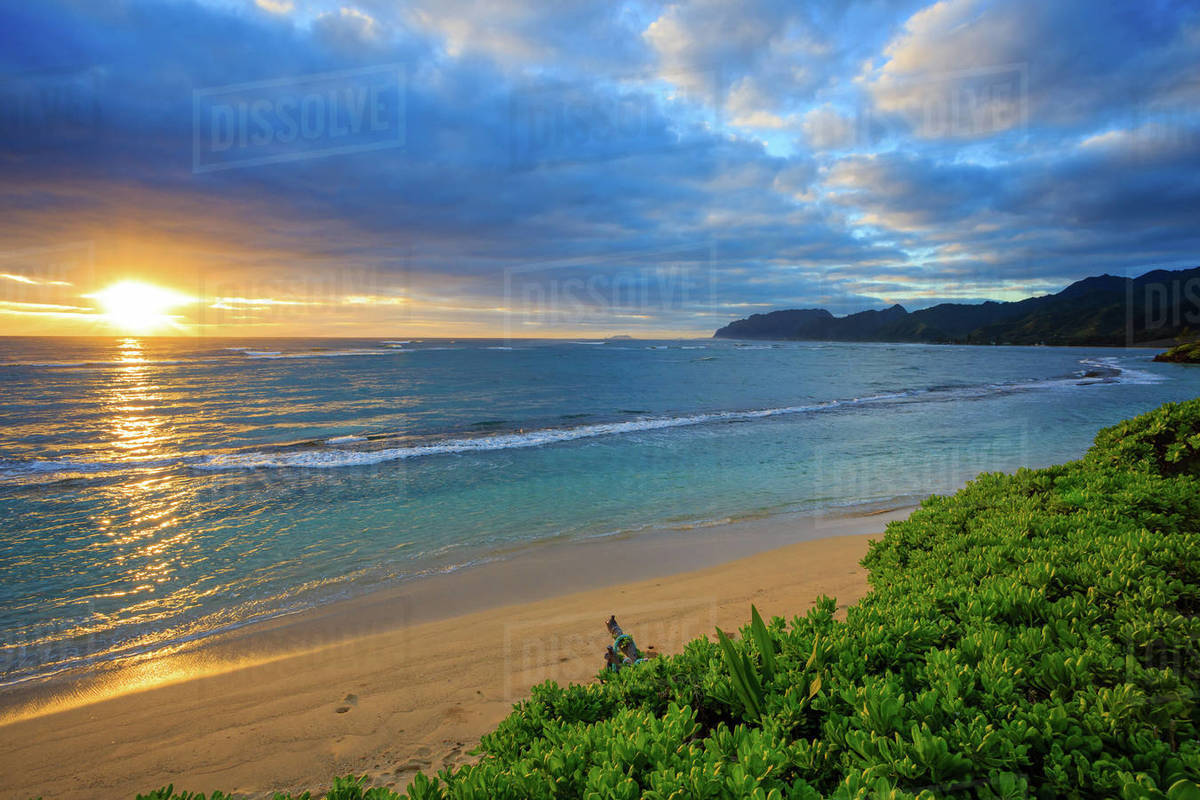 North Shore sunrise, Oahu, Hawaii, America, USA - Royalty-free Stock ...