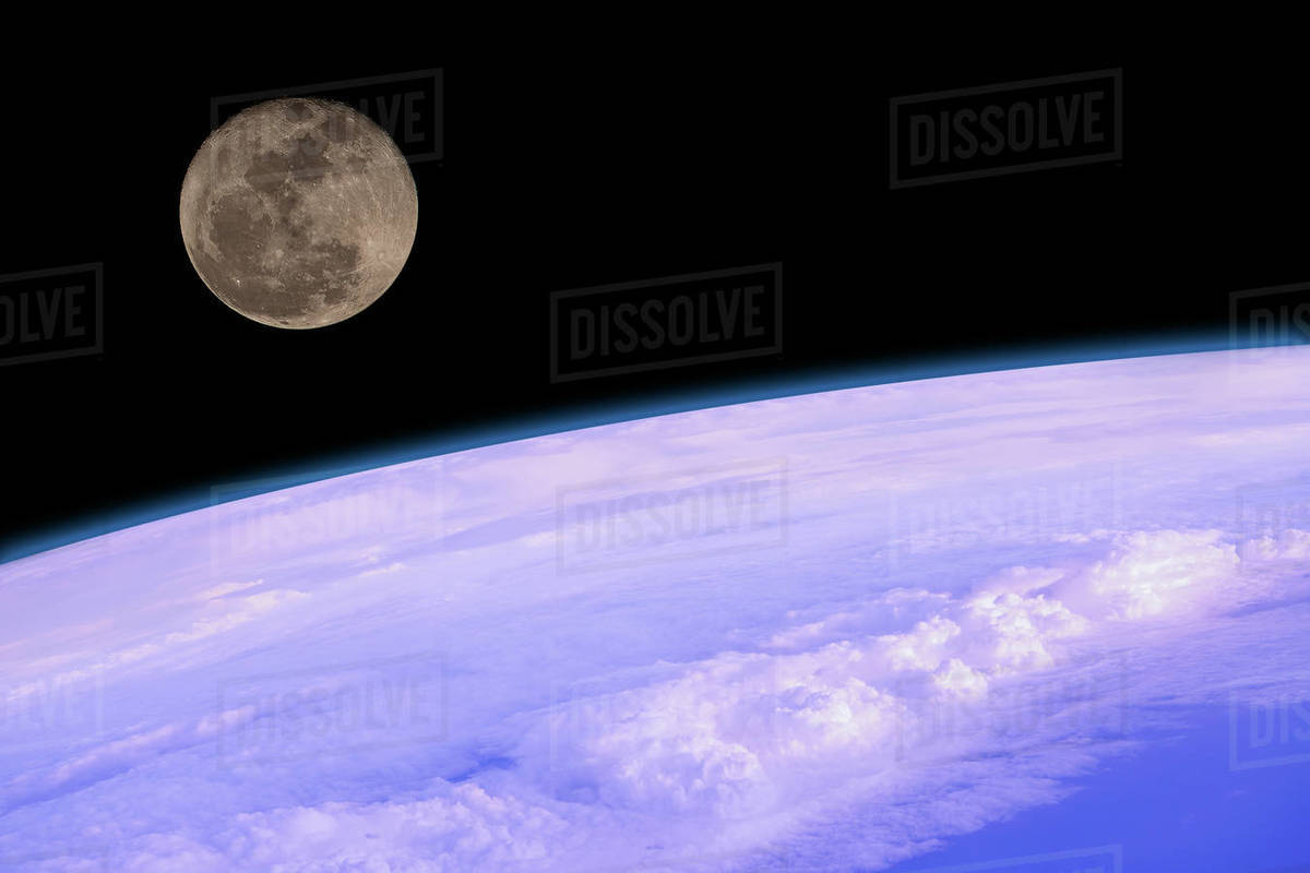 SuperMoon over the earth - Stock Photo - Dissolve