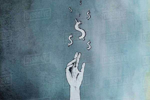 Human hand reaching for money - Stock Photo - Dissolve