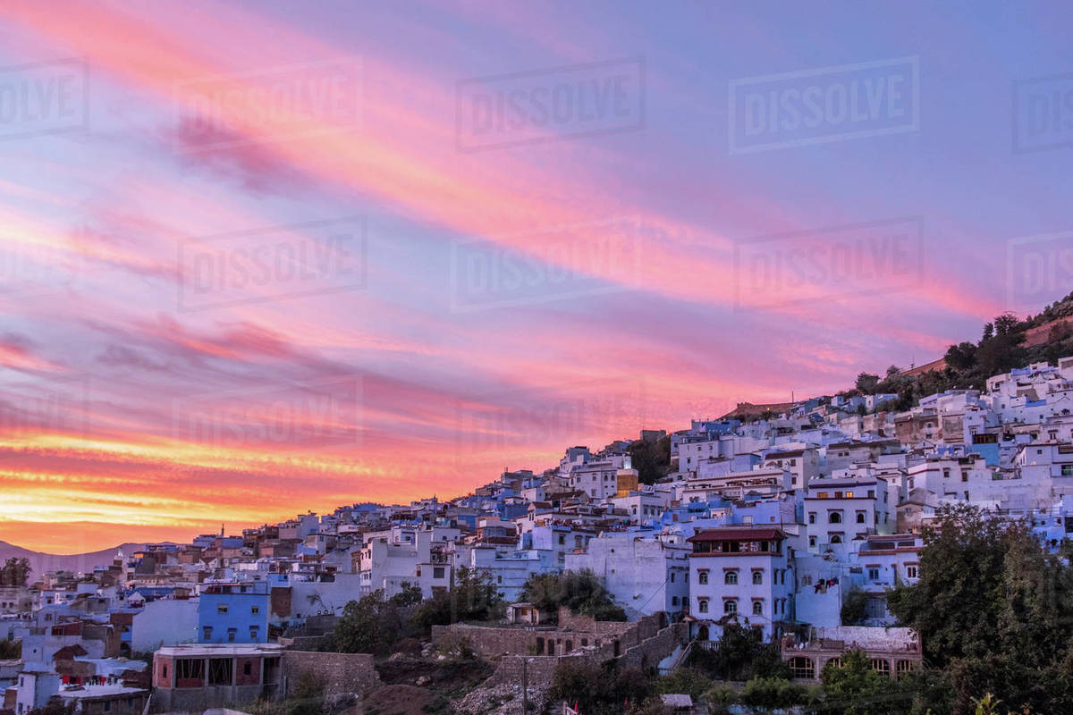 Chefchaouen At Sunset, Tangier-Tetouan, Morocco - Royalty-free Stock ...