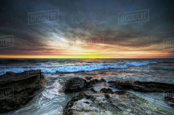 Sunset coastline, Perth, Western Australia, Australia - Stock Photo ...