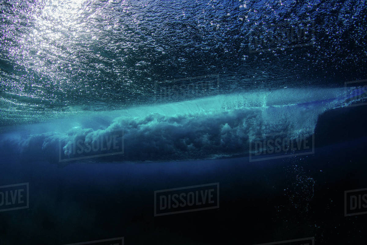 Underwater view of a wave breaking, Hawaii, America, USA - Royalty-free ...
