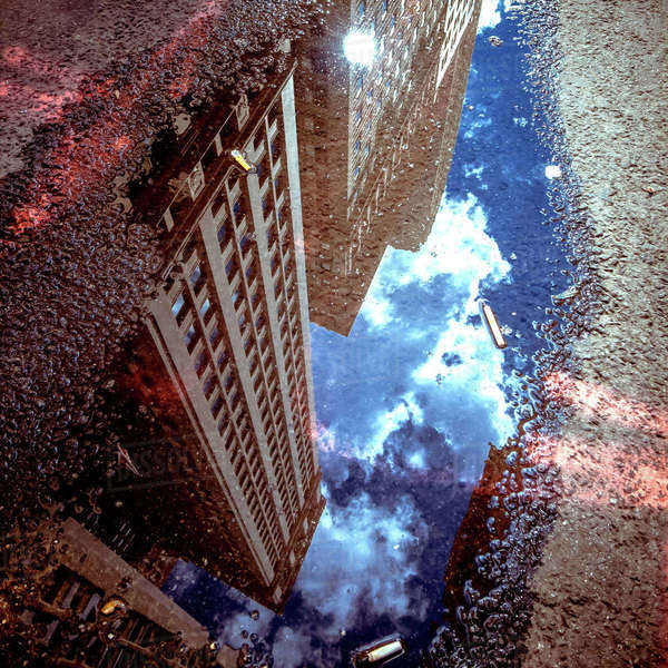A reflection that appears to be deep underground with clouds. - Royalty ...