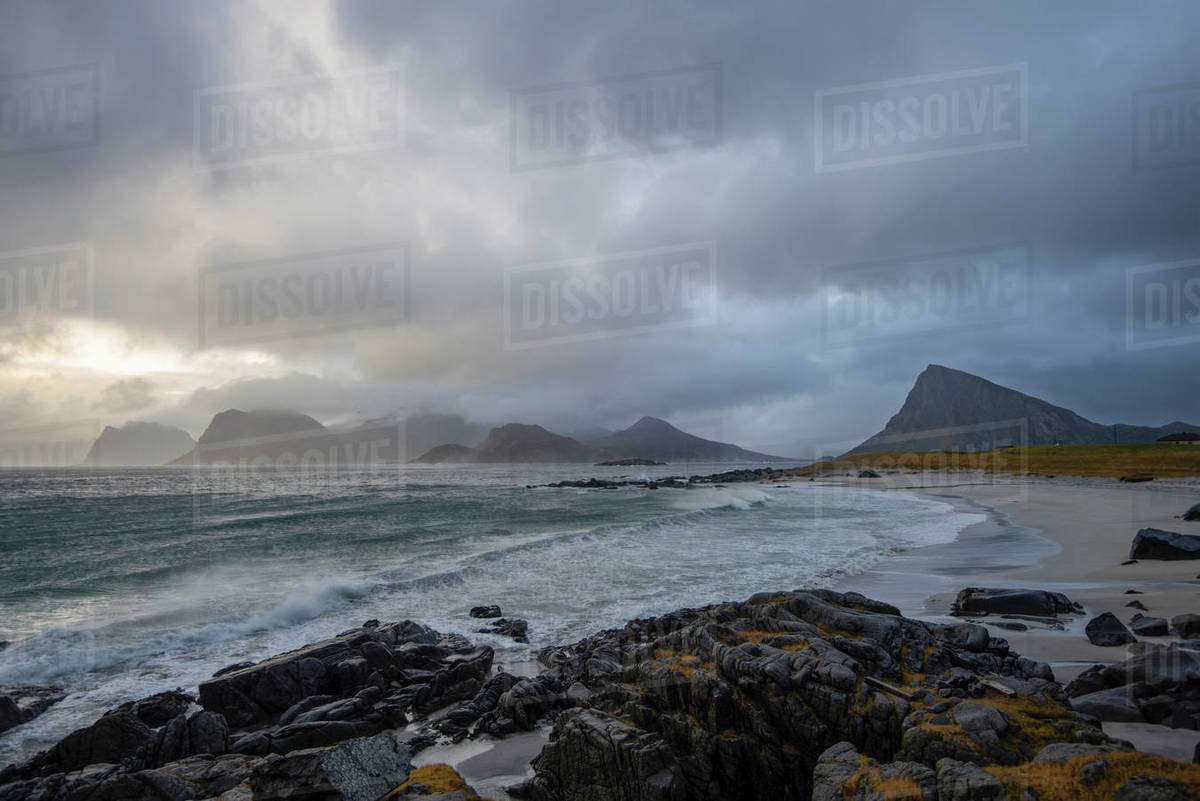 Stor Sandnes beach, Flakstad, Lofoten, Nordland, Norway - Royalty-free ...