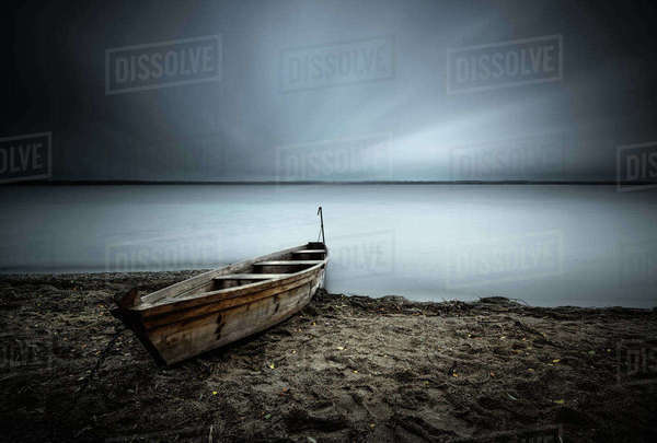 Rowing boat on the lakeshore at night, Ireland - Royalty-free Stock ...