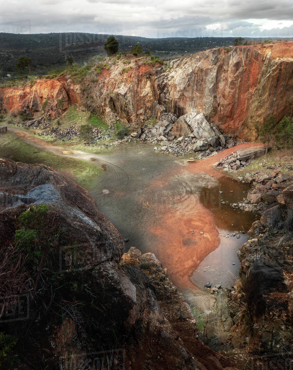 Aerial view of a quarry, Kalamunda, Western Australia, Australia ...
