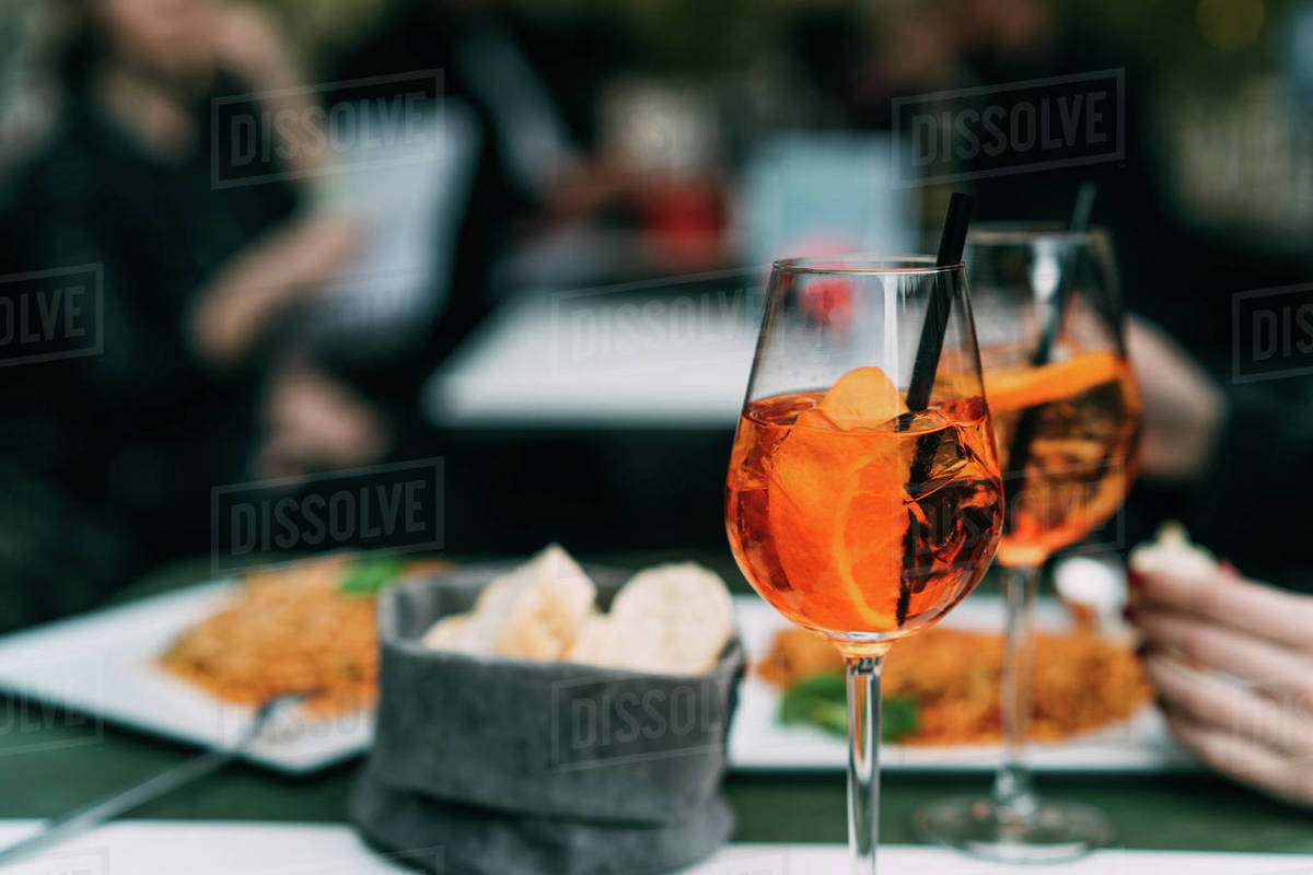 Aperol spritz cocktails on a brunch table - Royalty-free Stock Photo ...