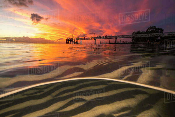 Split level ocean view and jetty, Stradbroke Island, Moreton Bay ...