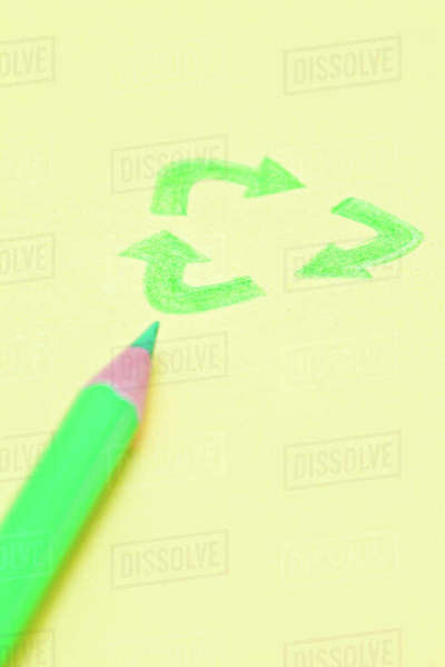 Pencil with drawing of recycling sign - Royalty-free Stock Photo | Dissolve