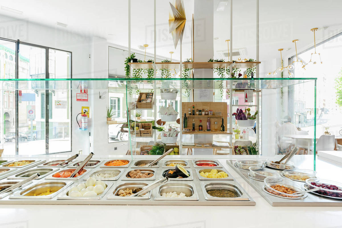 Modern restaurant with self service system and served delicious foods ...