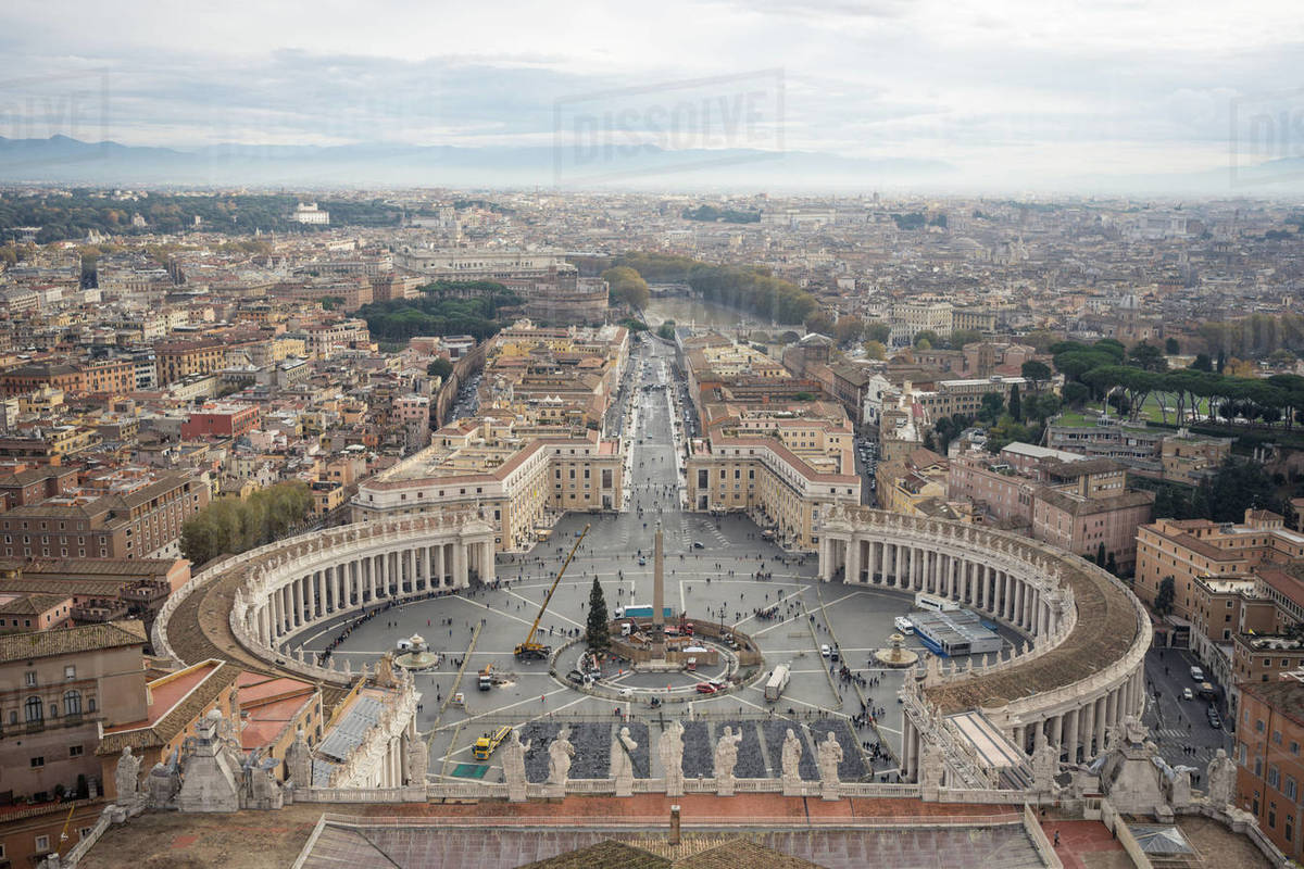 From above of beautiful ancient city with antique architecture of ...
