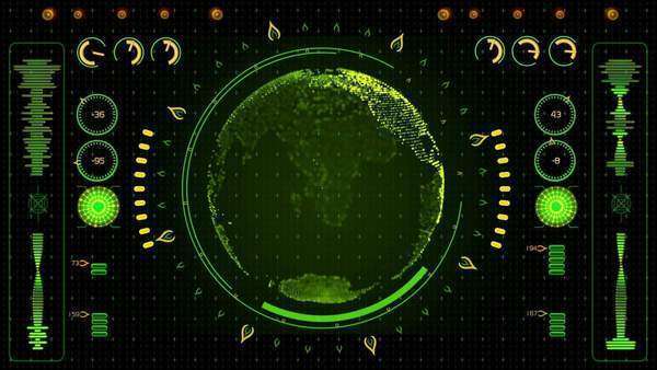 HUD and GUI set. Futuristic User Interface with animated digital earth ...
