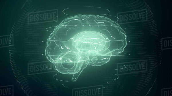 Futuristic cyan digital brain in cyberspace with eurons firing in MRI ...