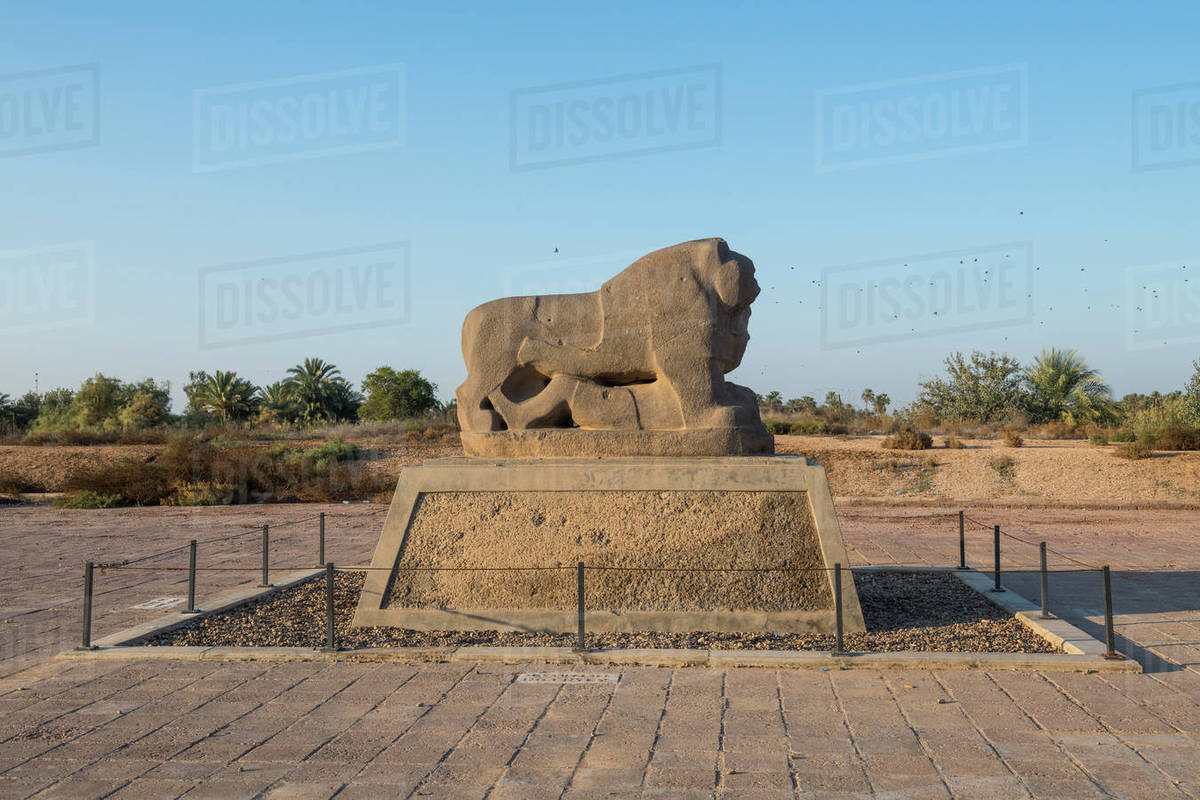 The lion of Babylon, Babylon, Iraq, Middle East - Stock Photo - Dissolve