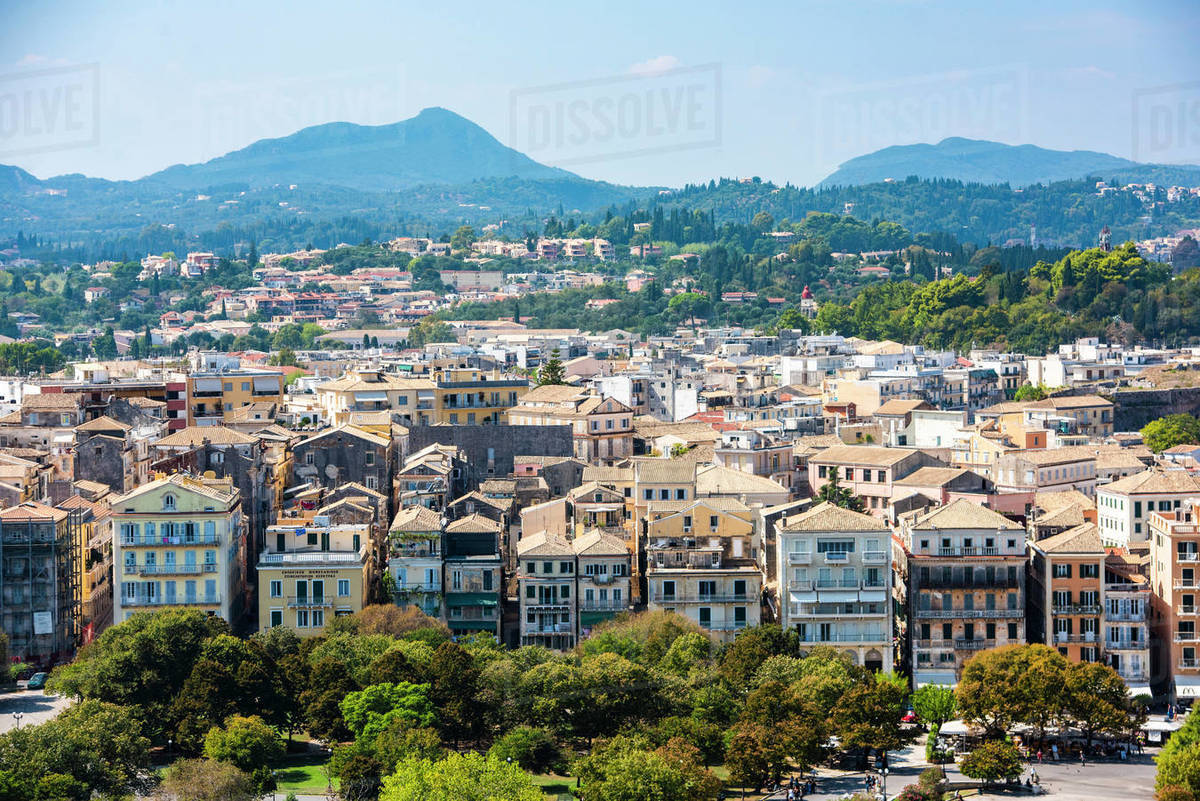 Cityscape of Corfu's old town in Greece, Europe - Royalty-free Stock ...