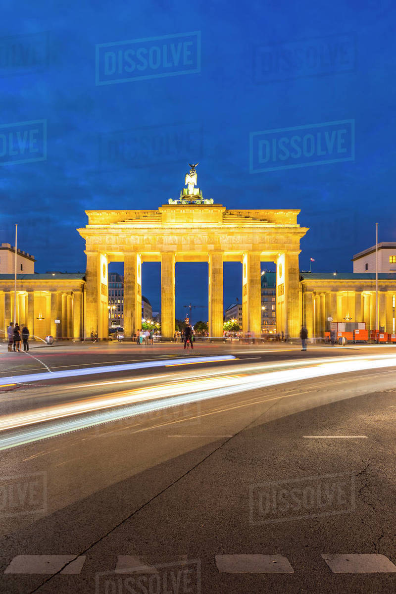 Light Trails By Brandenburg Gate At Night In Berlin Germany Europe light-trails-by-brandenburg-gate-at-night-in-berlin-germany-europe