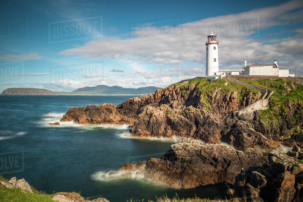 Seascape with Fanad Head lighthouse on County Donegal coast, Ulster ...