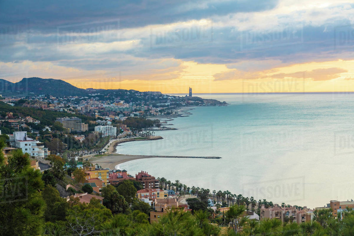 Malaga view from the view point of Gibralfaro by the castle, Malaga ...