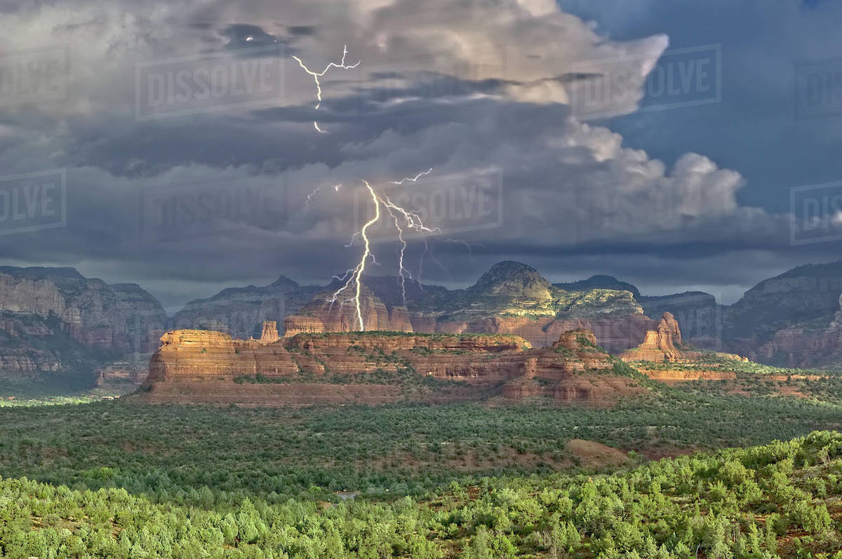 Red Rock Wilderness Lightning, a morning lightning storm over the ...