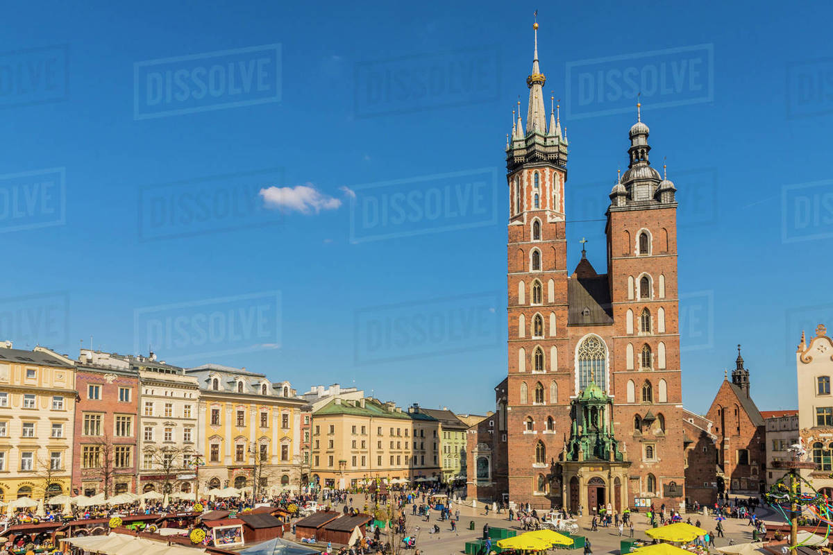 St. Mary's Basilica in the main square in the medieval old town of ...