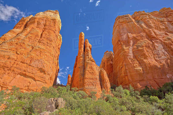 The Central Spires of Cathedral Rock viewed from the west side of the ...