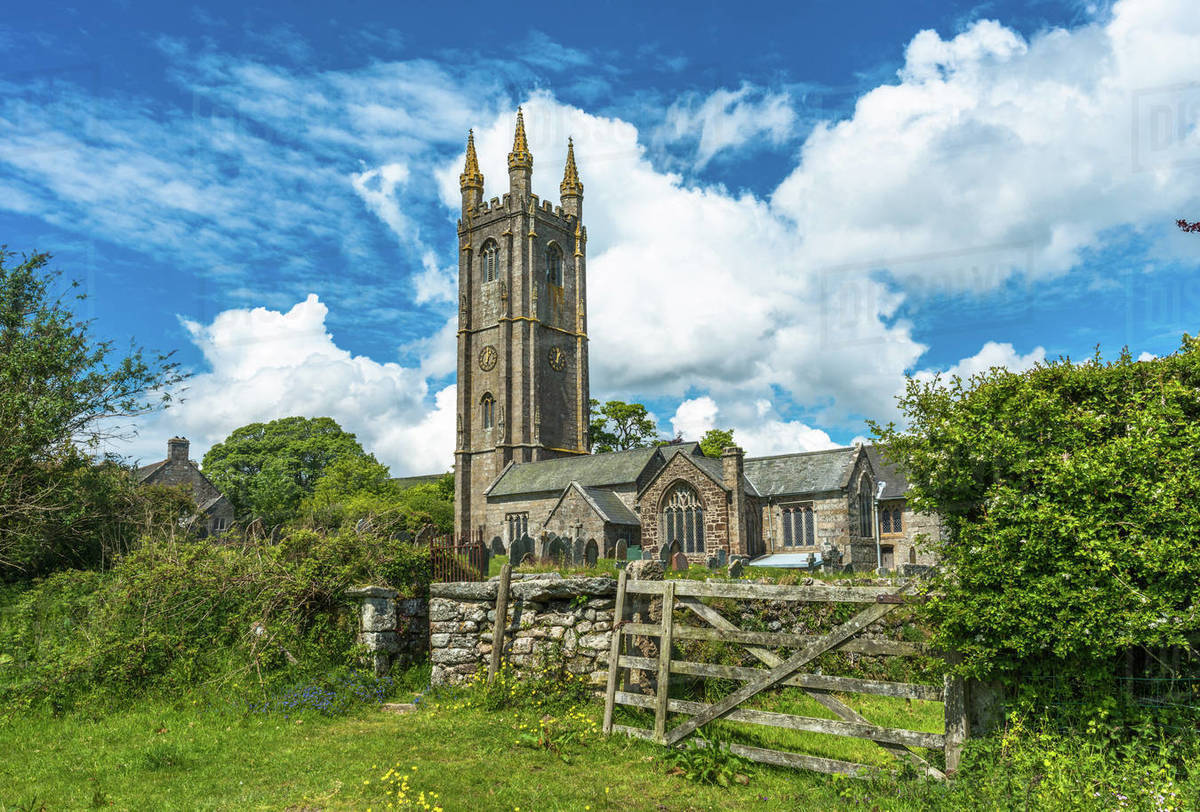 St. Pancras Church, Widecombe in the Moor village, in the Dartmoor ...