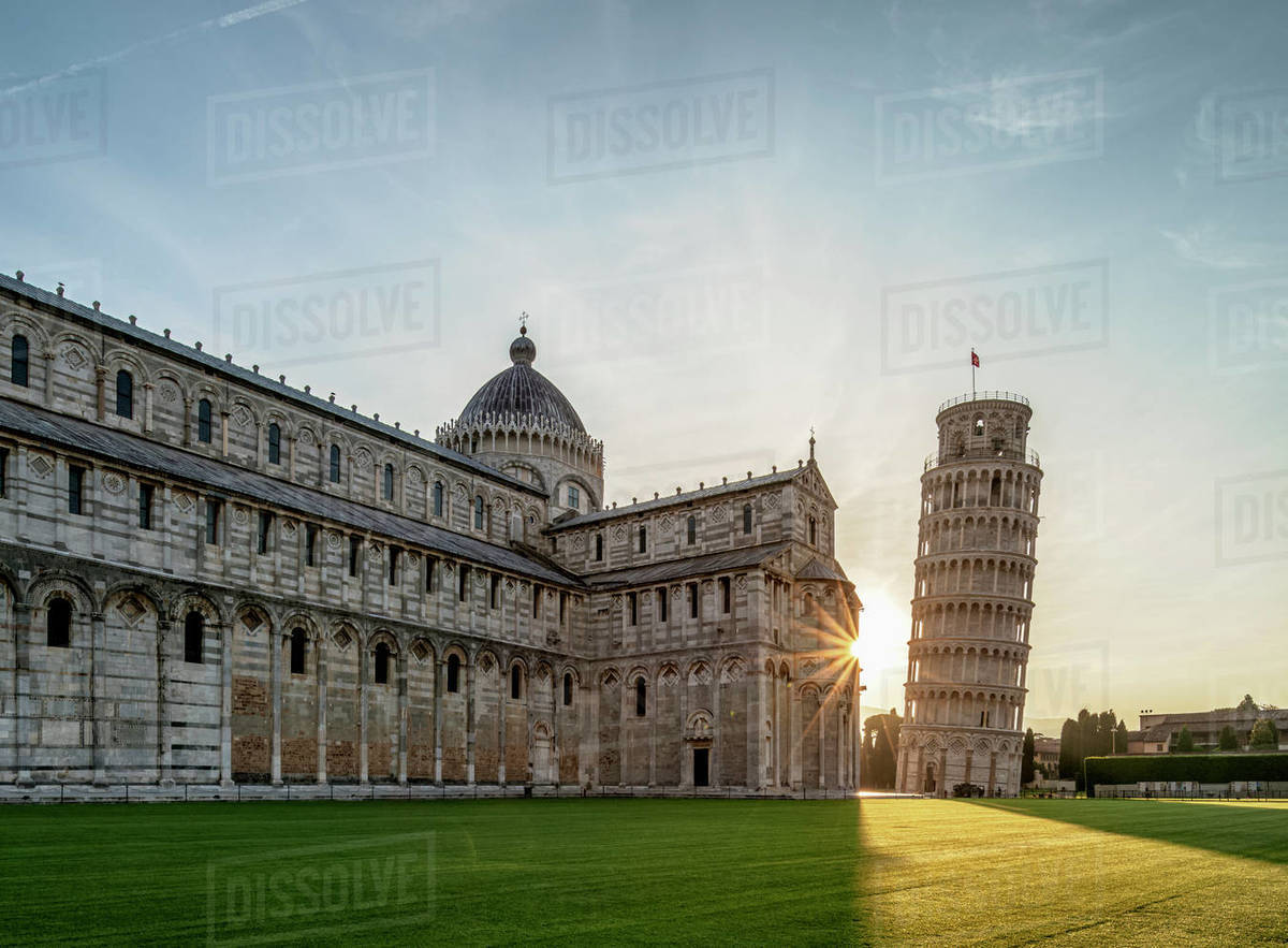 Cathedral and Leaning Tower at sunrise, Piazza dei Miracoli, UNESCO ...
