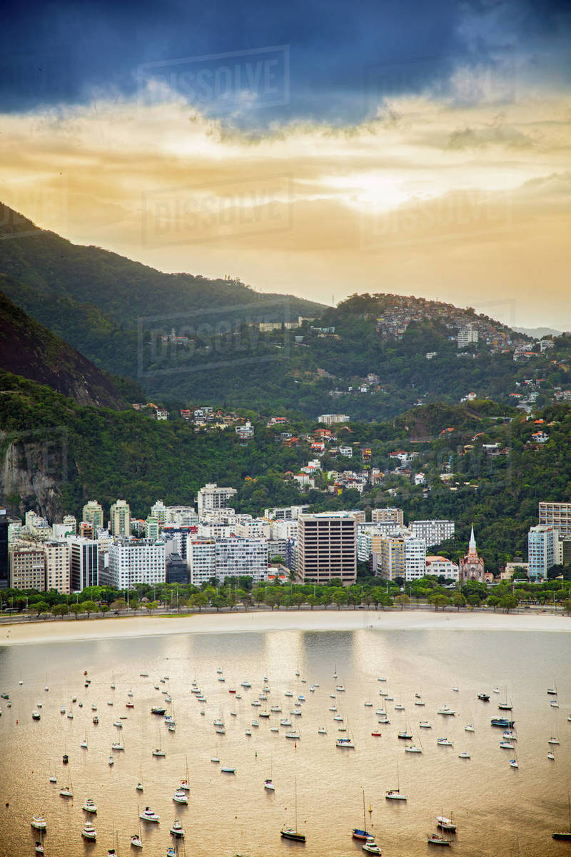 View of Botafogo Bay from Sugar Loaf mountain in Rio de Janeiro, Brazil ...