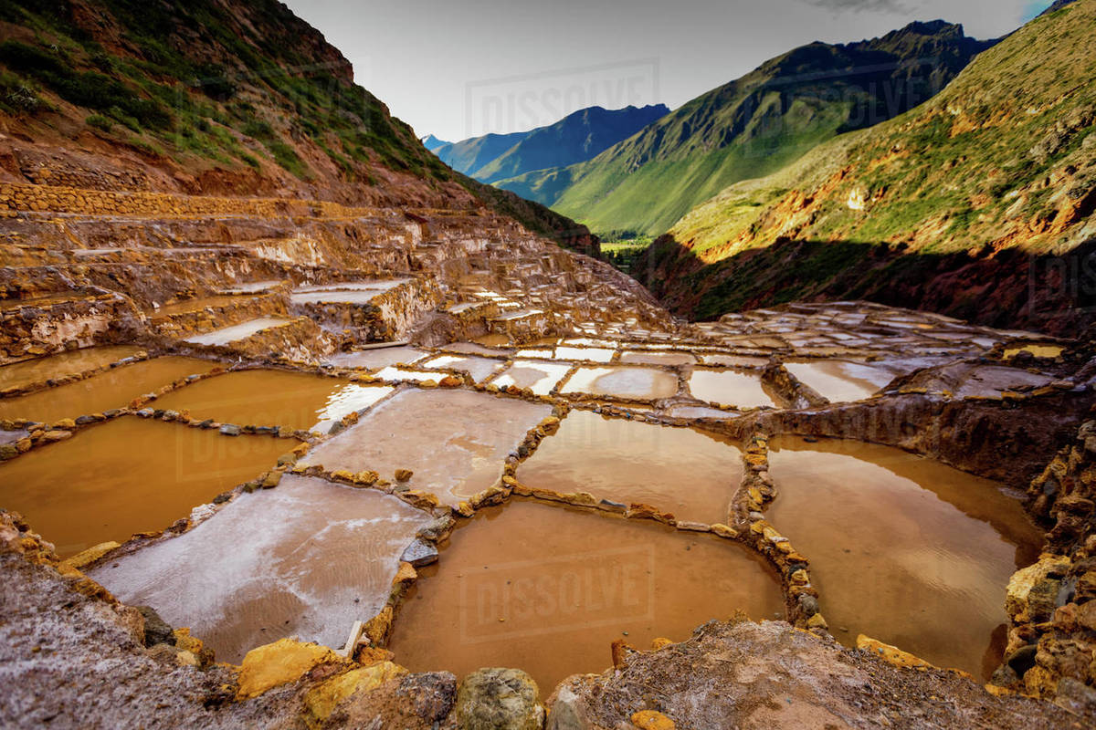 Salt mines, Maras, Sacred Valley, Peru, South America - Stock Photo ...