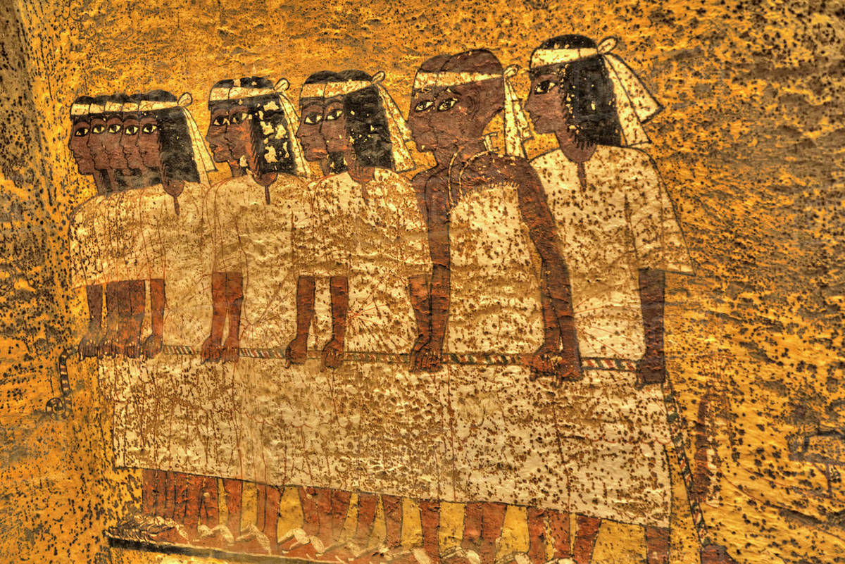 Mural of Mourners, Tomb of Tutankhamun, KV62, Valley of the Kings ...