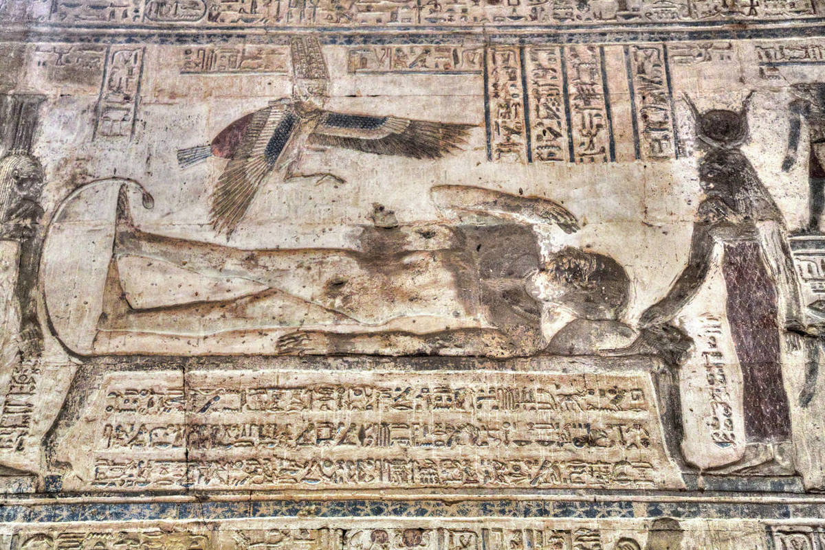 Mural, Osiris Awakening, Temple of Osiris and Opet, Karnak Temple ...