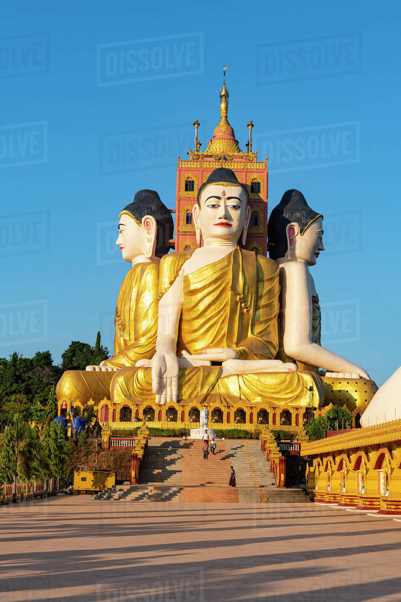 Huge sitting Buddhas, Ko Yin Lay, Pupawadoy Monastery near Ye, Mon ...