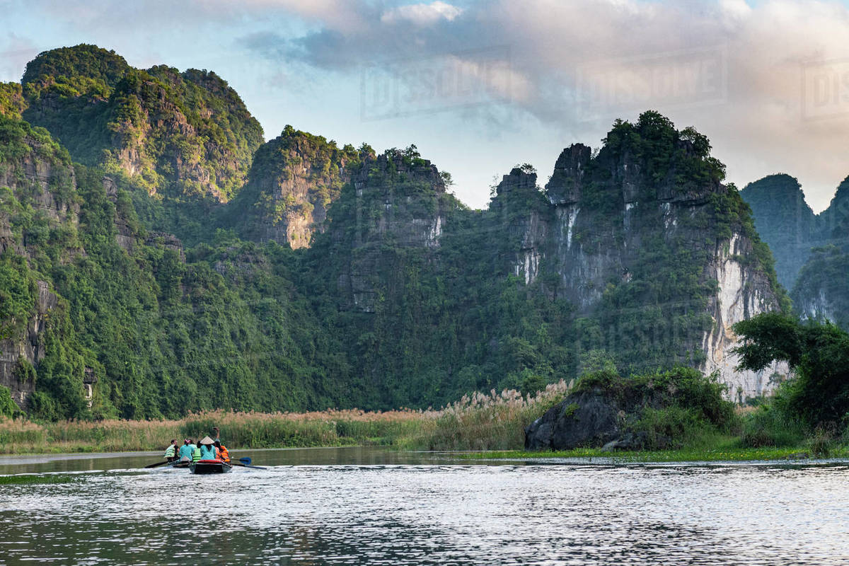 Limestone mountains in the scenic Trang An Landscape Complex, UNESCO ...